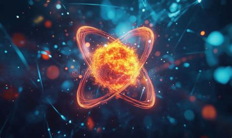 Atomic Structure Visualization With Glowing Nucleus And Orbiting Electrons Vibrant Colors And
