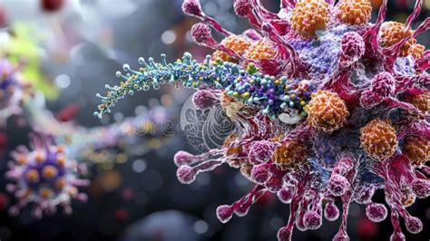 Dynamic Virus Model Visualization In A Microbial Laboratory Educational Scientific Illustration