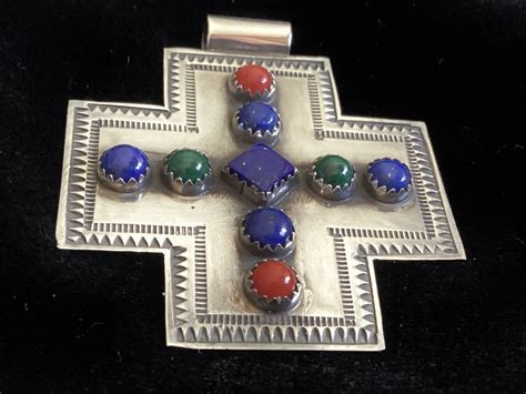Andy Cadman Navajo Lapis Coral Malachite Sterling Sil Gem