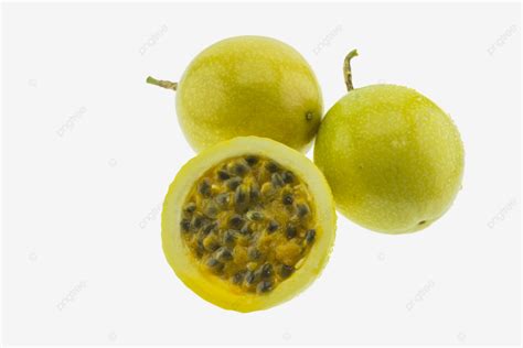 Isolated White Background Featuring Ripe Passion Fruits In Fresh