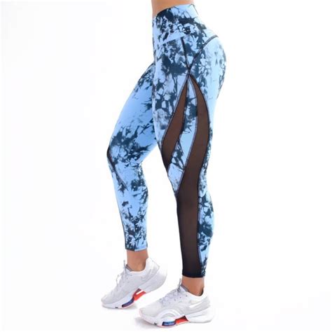 Legging Deportivo Mujer Malla Deportiva Leggins Tie Dye Celeste