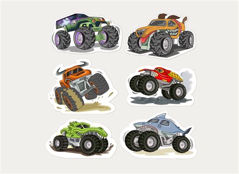 Centro De Mesa Imprimible Monster Trucks Cumpleaños De Niño Recortes