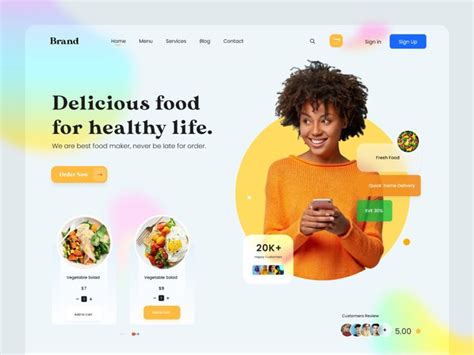 food delivery web ui concept food web design ui design website web development design