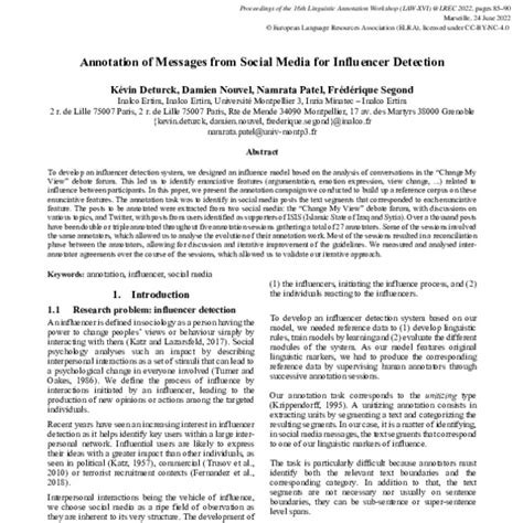 Annotation Of Messages From Social Media For Influencer Detection Acl Anthology