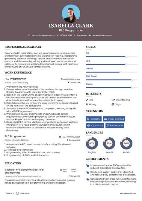 PLC Programmer Resume Samples Templates For