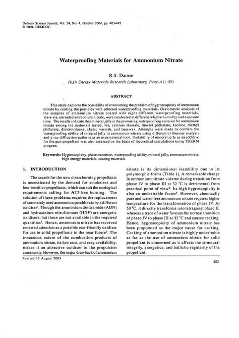 Pdf Waterproofing Materials For Ammonium Nitrate Dokumen Tips