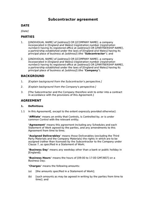 Framework Agreement Template