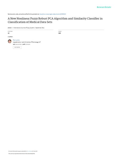 A New Nonlinear Fuzzy Robust Pca Algorithm And Sim Pdf Principal Component Analysis