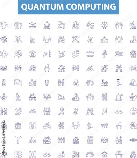 Quantum Computing Line Icons Signs Set Quantum Computing Physics Algorithm Mechanics