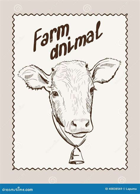 Mano Del Vector De La Vaca Dibujada Ilustración Del Vector Ilustración De Mascotas Vaca 40838569
