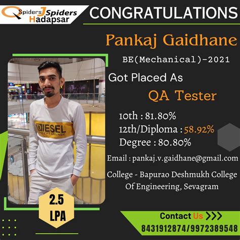 Qspidersjspiders Hadapsar On Linkedin Gotjob Placement Success Qspiders Pune Placements