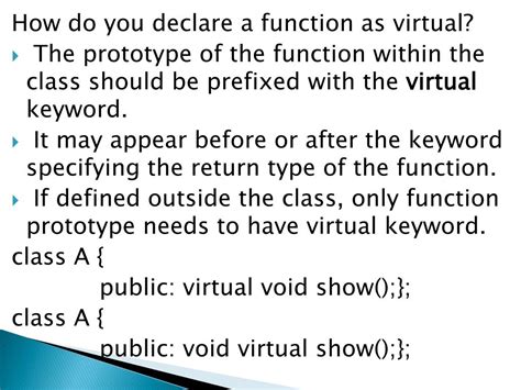 Ppt Virtual Functions And Dynamic Polymorphism Powerpoint