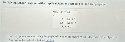 Solved Solving Linear Program With Graphical Solution