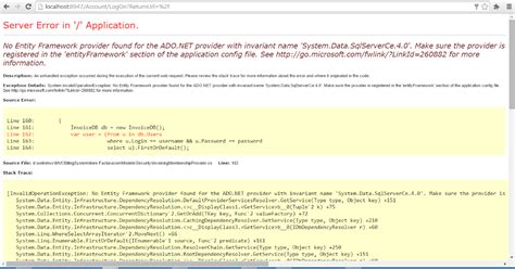 no entity framework provider found for the ado provider with