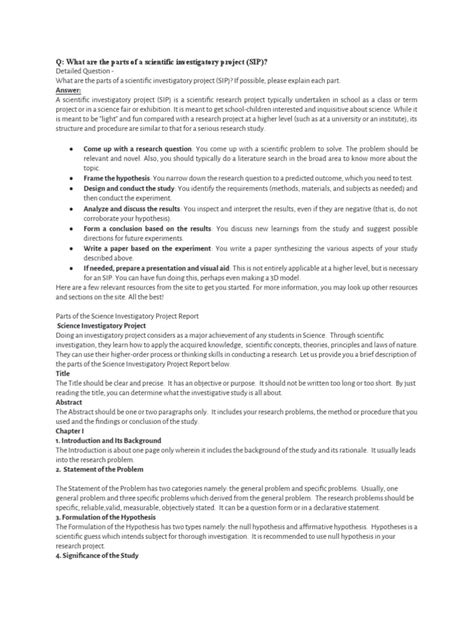 Parts Of Sip Pdf Hypothesis Science