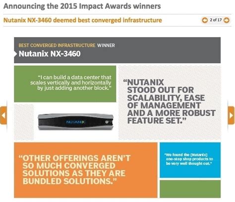 Nutanix Best Converged Infrastructure The 2015 Impact Awards Winners Nutanix Spiceworks
