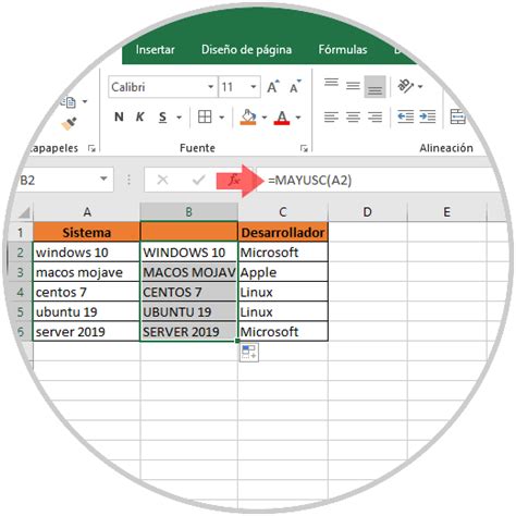 Cambiar de minúsculas a mayúsculas en Excel 2019 Solvetic