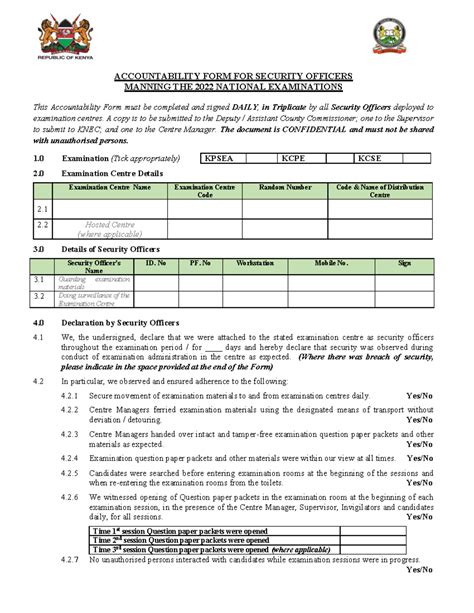 Accountability Form For Security Officers Manning The 2022 National