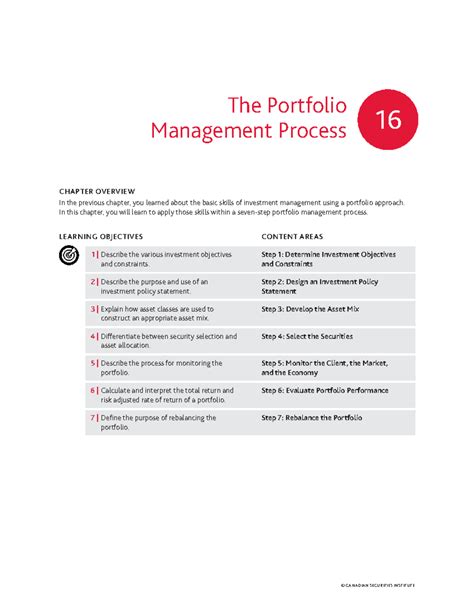 CSC TXT VOL02 Chap16 2022 08 EN V01 16 The Portfolio Management Process CHAPTER OVERVIEW In
