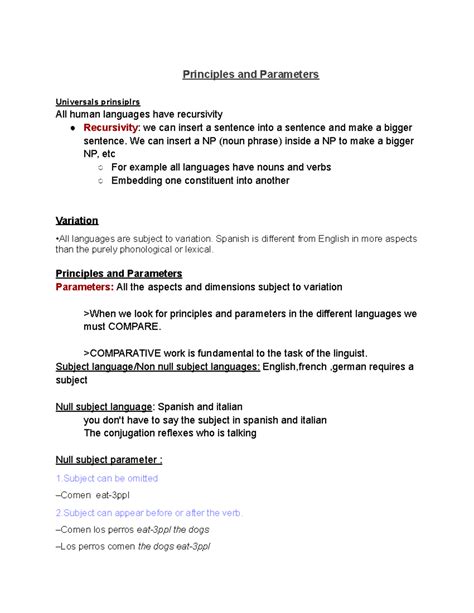 Hul324 Principles And Parameters Principles And Parameters Universals Prinsiplrs All Human