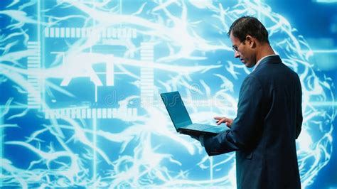 System Administrator Working On Laptop Programming Artificial