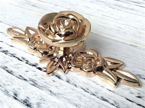 Gold Flower Knob Dresser Knobs Drawer Knob Pulls Pull Handles Rose Flower Kitchen Cabinet Door