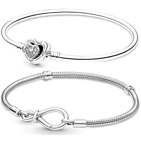 سوار لانهاية متشابك من الفضة الإسترليني ، مشبك قلوب أصلي ، إسورة سلسلة