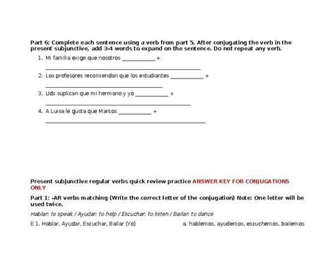 Present Subjunctive Regular Verbs Quick Review Practice By Kunal Patel