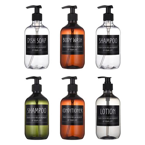 Badu Bg Комплект за душ за баня Пластмасови празни бутилки за многократно пълнене Шампоан Балсам