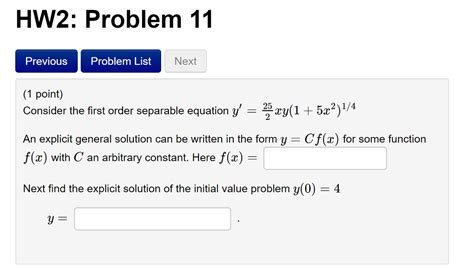 Solved Hw2 Problem 11 Previous Problem List Next 1 Point