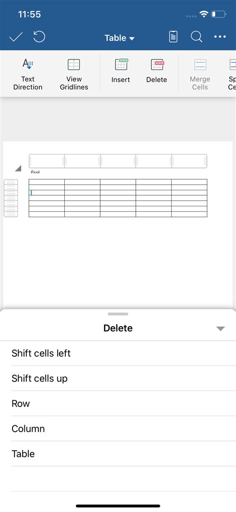 Delete A Table Row Column Or A Table In Documents Mobisystems