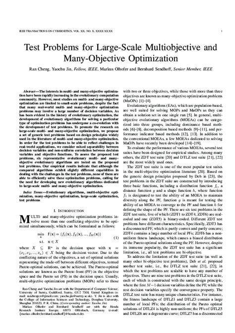 Pdf Test Problems For Large Scale Multiobjective And Many Objective Optimization