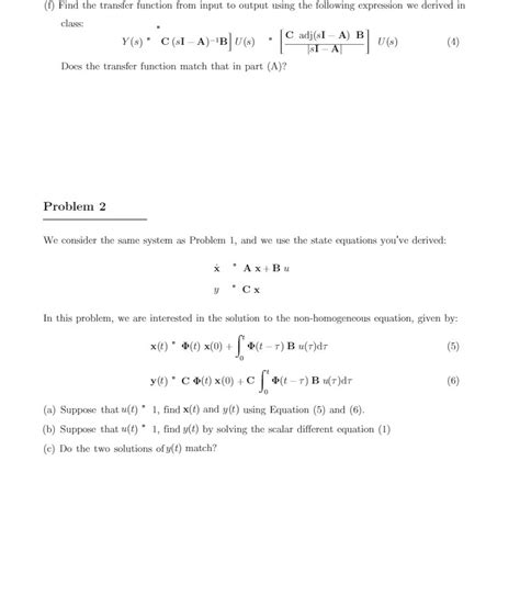 Solved F Find The Transfer Function From Input Solutioninn