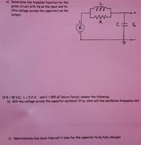 Solved A Determine The Transfer Function For The Given Chegg
