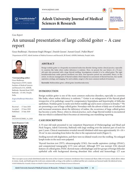 Pdf An Unusual Presentation Of Large Colloid Goiter A Case Report
