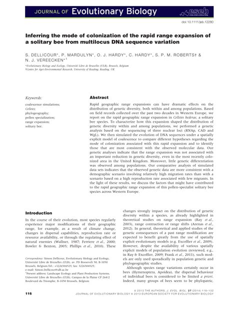 Pdf Inferring The Mode Of Colonisation Of A Rapid Range Expansion