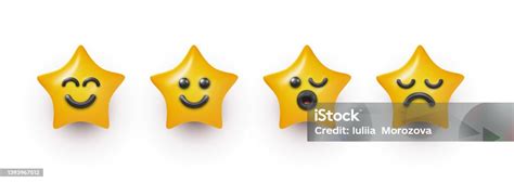 카와이 스타일로 다른 감정을 가진 재미있는 황금 별을 설정하십시오 현실적인 귀여운 만화 캐릭터 트렌디 한 3d 벡터 일러스트레이션 컬렉션 간단한 창조적 인 디자인 요소 현대