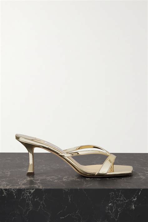 Jimmy Choo Maelie 70 Mirrored Leather Sandals Gold Shopstyle