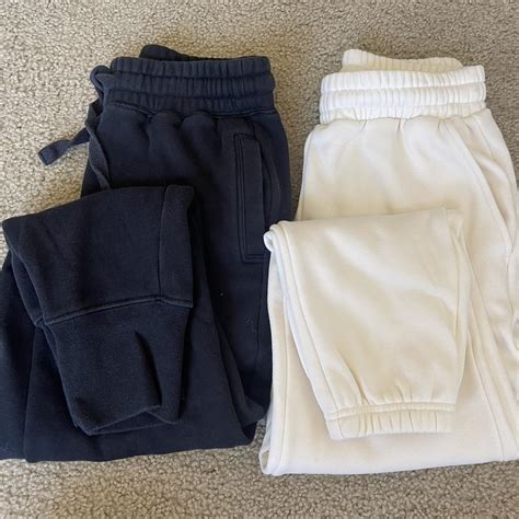 Fabletics Womens White And Black Joggers Tracksuits Depop