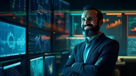 Premium Ai Image Happy Network Security Analyst Monitoring Data Security With A Warm Smile