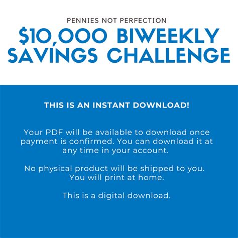 10 000 Biweekly Savings Challenge Printable Save 10 000 In One Year
