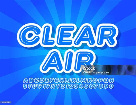 크리에이티브 알파벳 문자와 숫자와 벡터 블루 포스터 클리어 에어 문자에 대한 스톡 벡터 아트 및 기타 이미지 문자 컴퓨터 글자 개념 Istock