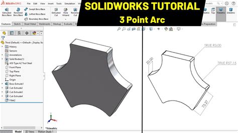 Solidworks Tutorial 3 Point Arc Youtube