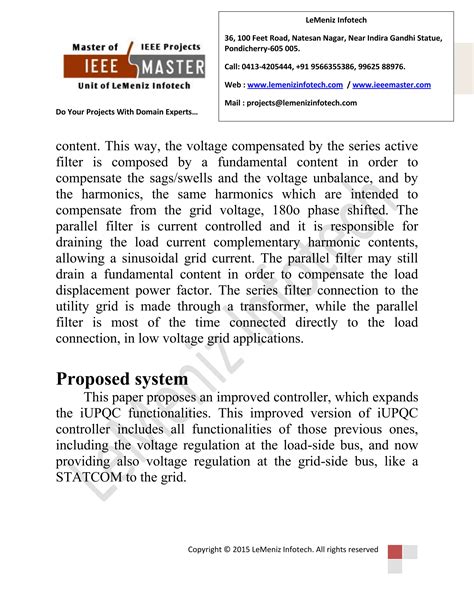 An Improved Iupqc Controller To Provide Additional Grid Voltage Regulation As A Statcom Pdf