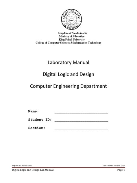 Digital Logic And Design Lab Manual Pdf Logic Gate Digital
