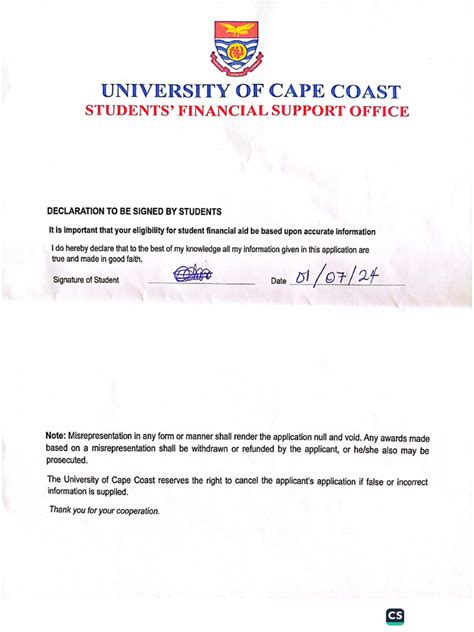 Student Declarative Form Pdf