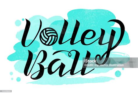 흰색 바탕에 배구 블랙 레터링 벡터 일러스트 레이 션 배구 서 예 스포츠 피트 니스 활동 벡터 디자인입니다 로고 티셔츠 깃발