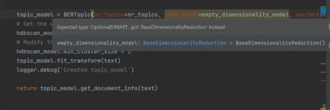 Expected Type Optional UMAP Got BaseDimensionalityReduction