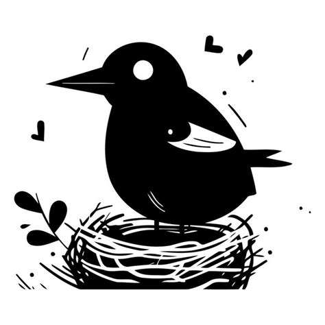 Kraai In Een Nest Vector Illustratie In Platte Cartoon Stijl Premium