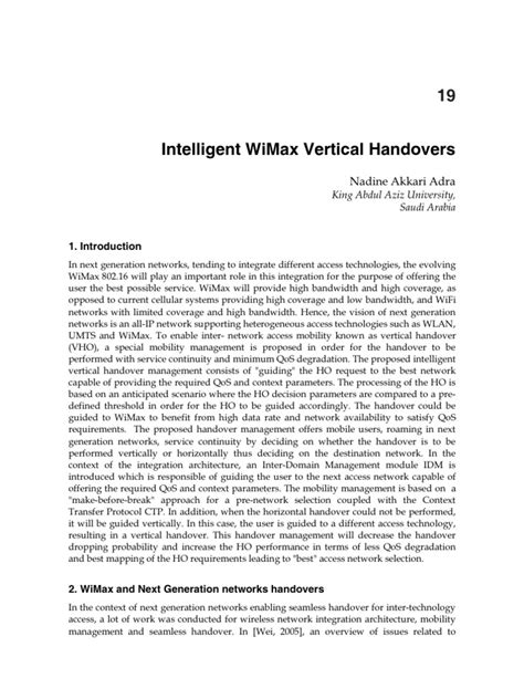 Intelligent Wimax Vertical Handovers Pdf